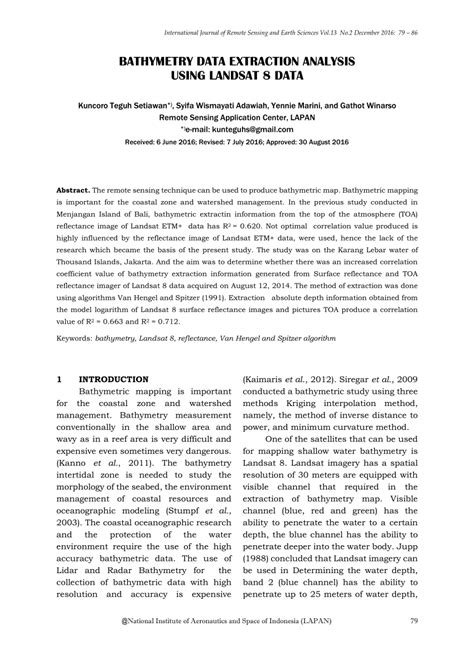 Pdf Bathymetry Data Extraction Analysis Using Landsat 8 Data