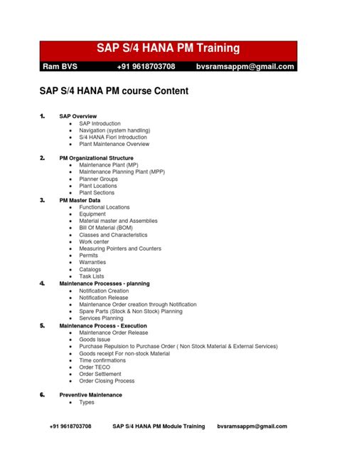 Sap S4 Hana Pm Module Training2 Pdf Software Engineering Systems Engineering