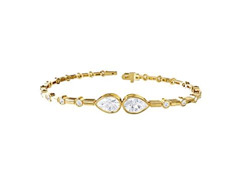 18k Vermeil Over Sterling Silver 24ctw Pear Lab Grown Diamond Bracelet