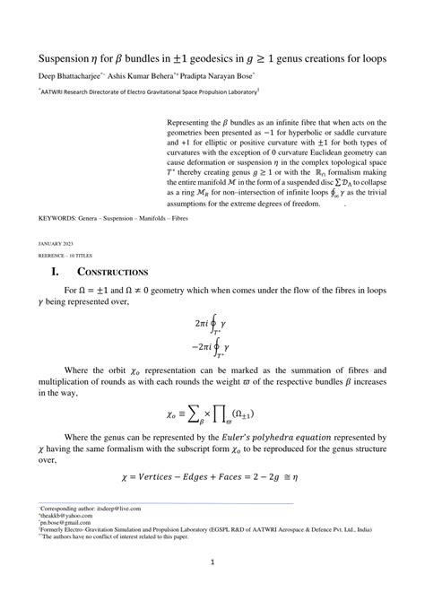 Pdf Suspension η For β Bundles In ±1 Geodesics In 𝑔 ≥ 1 Genus Creations For Loops