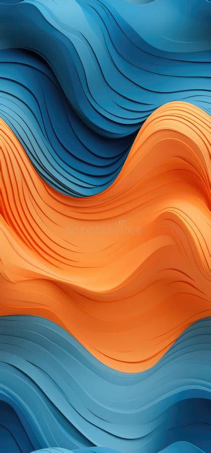 Radiant Waves Of Orange Yellow And Blue Waves Bold Graphic Illustration Generative Ai Stock