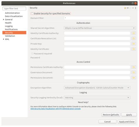 How To Configure Security In Admin Console Data Distribution Service
