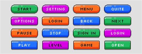 8bit Retro Pixel Art Buttons Interface Menu Icons And Retro Video Game 8bit Retro Pixel Art Buttons Interface Menu Icons And Retro Video Game