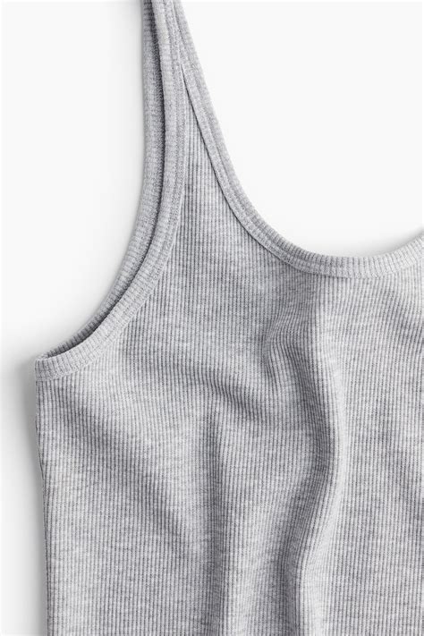 Womens Light Gray Melange Ribbed Tank Top Handm Us