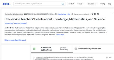 Pre‐service Teachers Beliefs About Knowledge Mathematics And Science