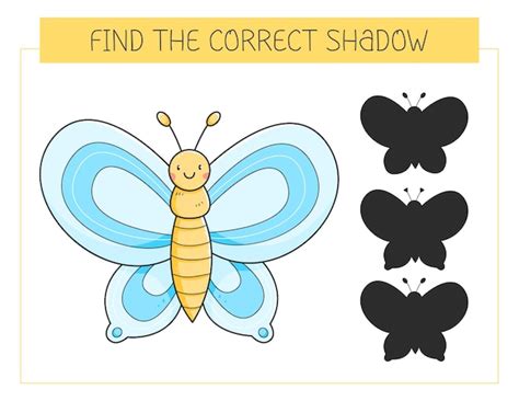 Encuentra El Juego De Sombras Correcto Con Una Mariposa Juego Educativo