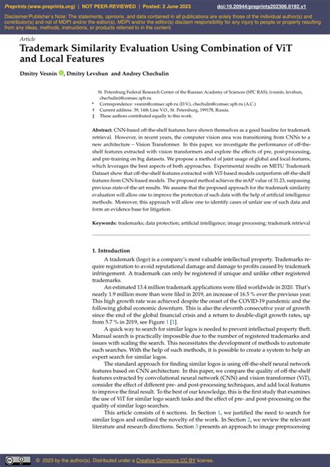 Pdf Trademark Similarity Evaluation Using Combination Of Vit And Local Features