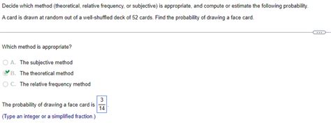Solved Decide Which Method Theoretical Relative Frequency