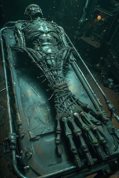 A Scene Showing A Robot Laying On A Table Premium Ai Generated Image