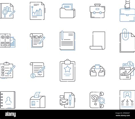 Business Files And Folders Outline Icons Collection File Folder Document Report Spreadsheet