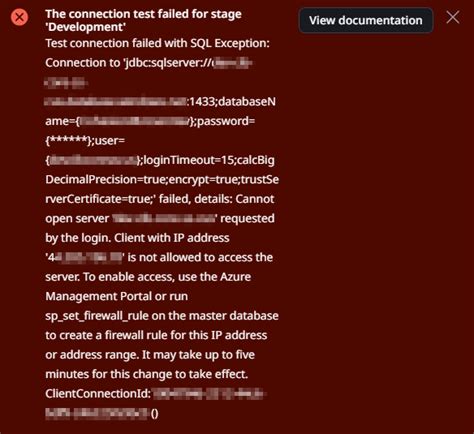 Unable To Create External Database Connection Ip Address Is Not Allowed To Access The Server