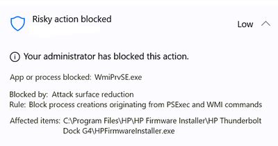 Hp Thunderbolt Dock G4 Firmware Triggers Defender Asr Rule B Hp
