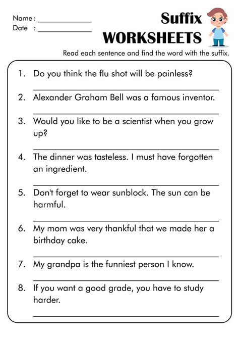 19 Free Printable Prefix Worksheets 4th Grade Suffixes Worksheets