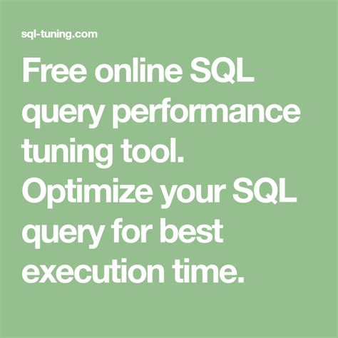 Free Online Sql Query Performance Tuning Tool Optimize Your Sql Query