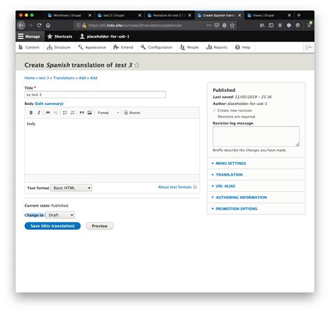 Revisions Log On Translated Nodes Should Not Show Original Language