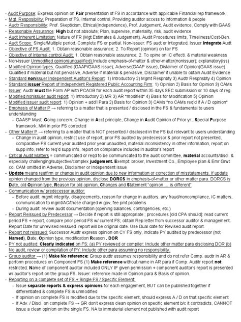 Auditing Summary Notes Chapter 1 Pdf Financial Audit Auditors Report