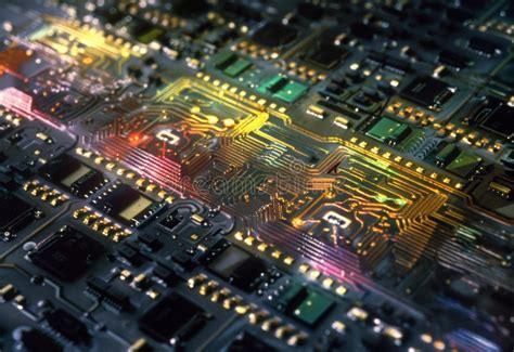 Close Up Photo Of Colorful Circuit Board With Copper Traces Visible In Some Areas Energy And