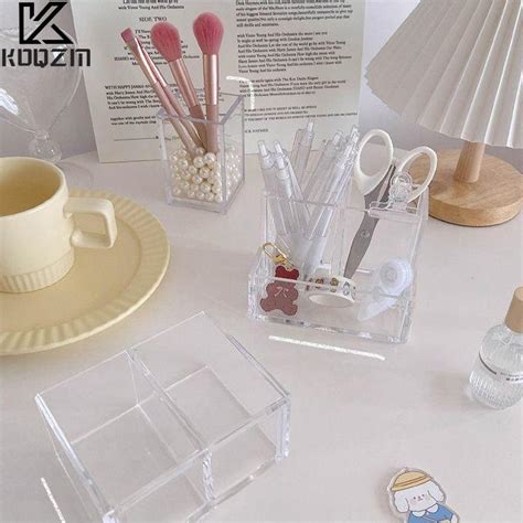 책상용 새로운 투명 연필 홀더 3 칸 아크릴 펜 홀더 정리함 Aliexpress