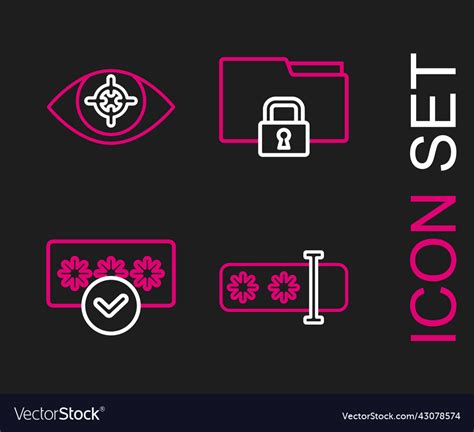 Set Line Password Protection Folder And Lock Vector Image