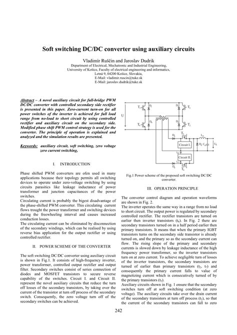 Pdf Soft Switching Dcdc Converter Using Auxiliary Circuits