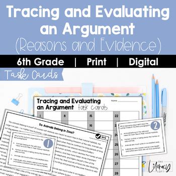 Tracing And Evaluating An Argument Reasons And Evidence Task Cards Th Grade