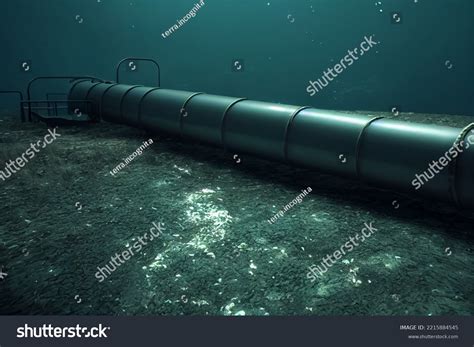 3d Illustration Pipelines Ocean Bottom Seabed Stock Illustration