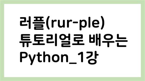 러플rur Ple 튜토리얼로 배우는 Python1강 Youtube