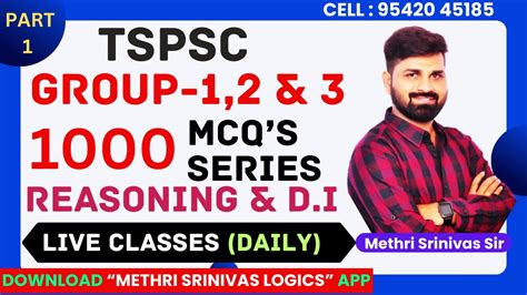 Tspsc Group 1 2 And 3 L 1000 Mcqs Series L Reasoning And Di L Part 1 L