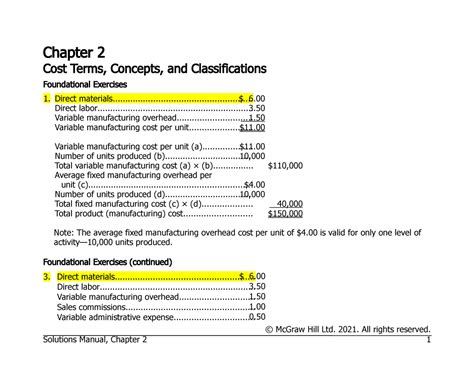 Ch2 Practice Solutions Chapter 2 Cost Terms Concepts And