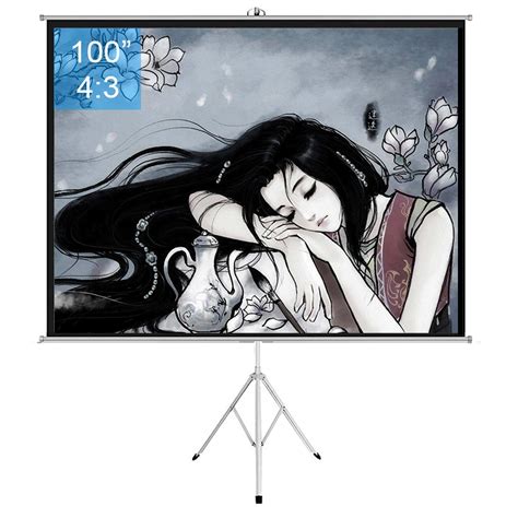 60 72 84 100 인치 43 휴대용 실내 실외 프로젝터 스크린 매트 그레이 패브릭 섬유 스크린 접이식 스탠드 삼각대 당겨프로젝션 스크린 Aliexpress