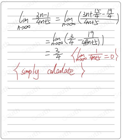 Solved Using The Definition Of Limit Verify That The Sequence 3n 1 4n 5 Has The Limit 3 4 [math]