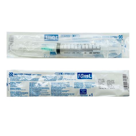 Jeringa Nipro De 10 Ml 21 X 32 Contiene 100 Piezas Zafir Medical Center