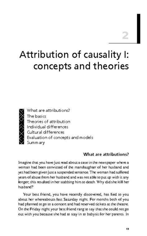 Attribution Of Causality I Concepts And Theories In Social Cognition