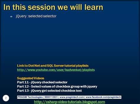 Sql Server Net And C Video Tutorial Jquery Selected Selector