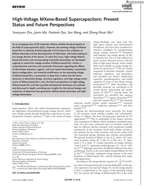 Pdf High‐voltage Mxene‐based Supercapacitors Present Status And Future Perspectives