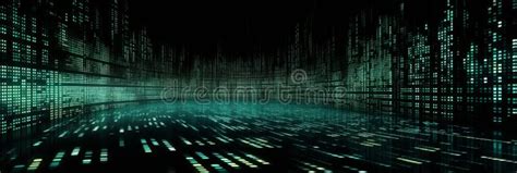 Digital Data Stream Matrix Futuristic Cyber Network Grid With Abstract Light Pattern Stock