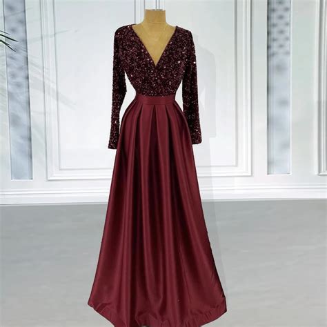 Elegant Evening Night Dress For Women 2022 Sequin Velvet V Neck Long