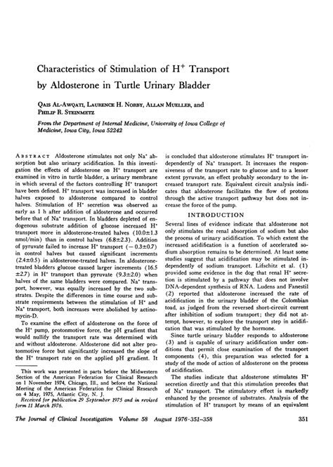 Pdf Characteristics Of Stimulation Of H Transport By Aldosterone In