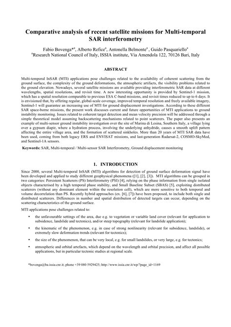 Pdf Comparative Analysis Of Recent Satellite Missions For Multi