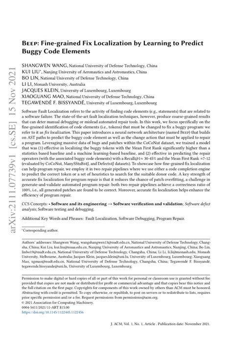 Beep Fine Grained Fix Localization By Learning To Predict Buggy Code Elements Deepai