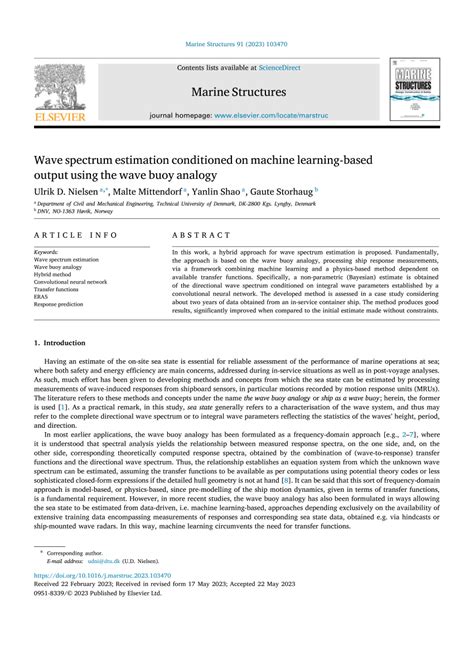 Pdf Wave Spectrum Estimation Conditioned On Machine Learning Based Output
