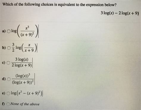 solved which of the following choices is equivalent to the