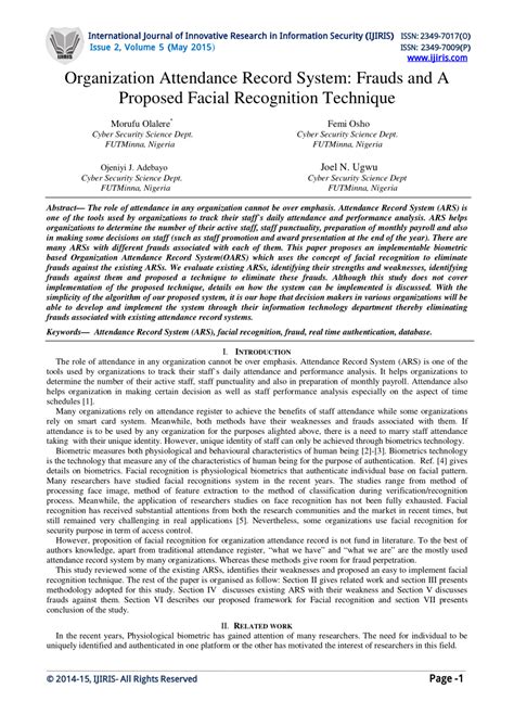 Pdf Organization Attendance Record System Frauds And A Proposed