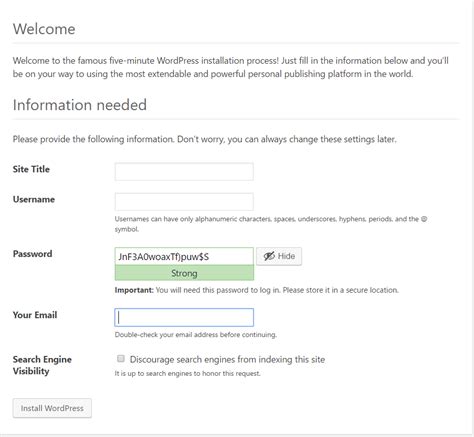 Wordpress Installation Troposal