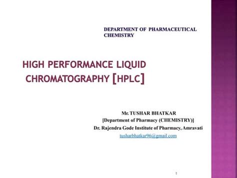 Instrumentation Of Hplc Pptx Chemistry Science