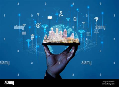 Smart City And Internet Of Things Iot On Smartphone In Hand Objects Icon Connecting Together
