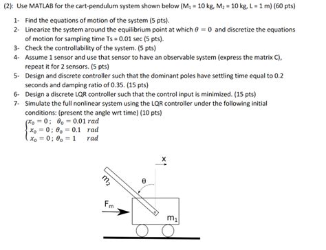 Solved 2 Use Matlab For The Cart Pendulum System Shown