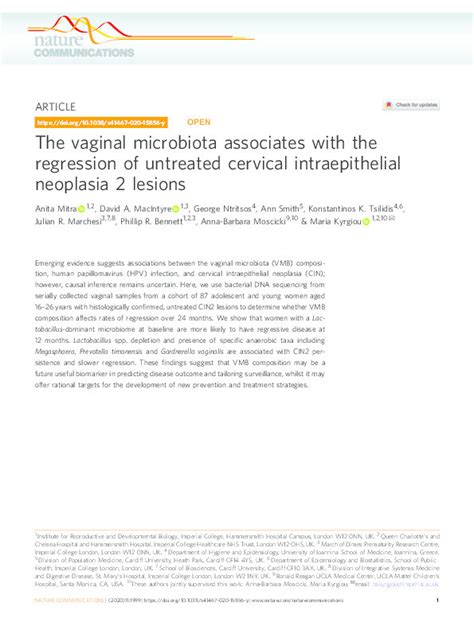 The Vaginal Microbiota Associates With The Regression Of Untreated