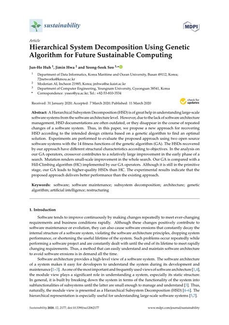 Pdf Hierarchical System Decomposition Using Genetic Algorithm For