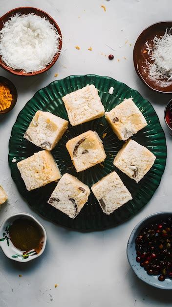 Premium Photo Coconut Burfi On White Background A Beloved Indian Sweet Vertical Mobile Wallpaper